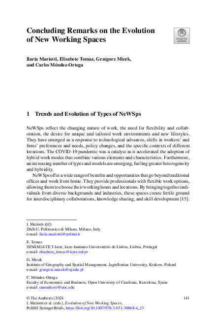 (PDF) Concluding Remarks on the Evolution of New Working Spaces