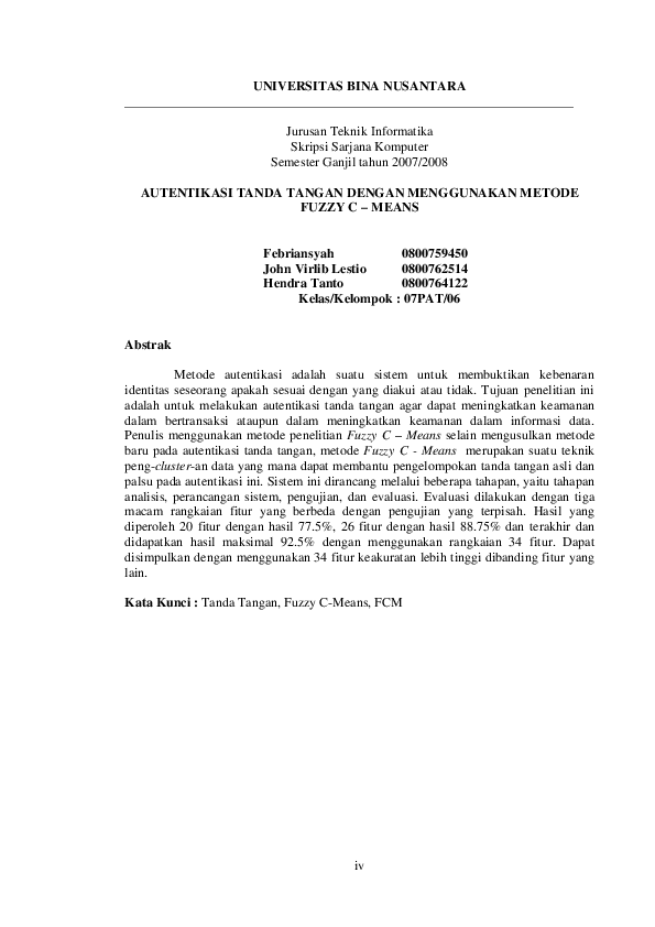 (PDF) Autentikasi Tanda Tangan Dengan Menggunakan Metode Fuzzy C-Means