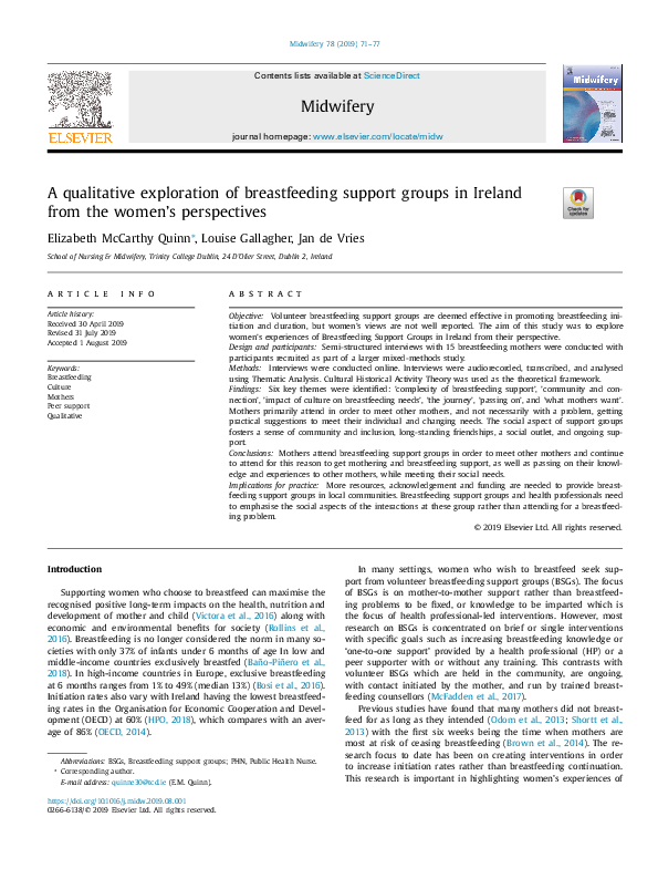 (PDF) A qualitative exploration of breastfeeding support groups in ...