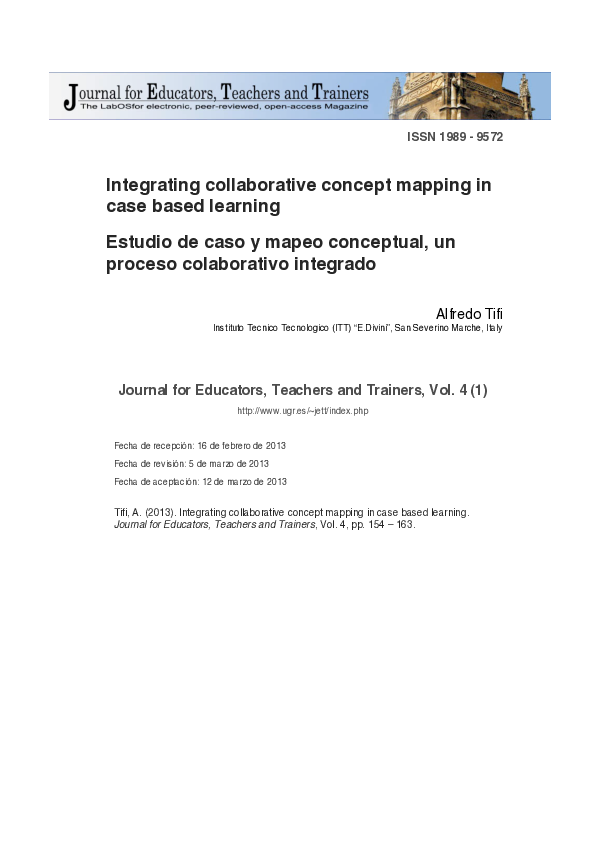 (PDF) Integrating collaborative concept mapping in case based learning | Alfredo Tifi - Academia.edu