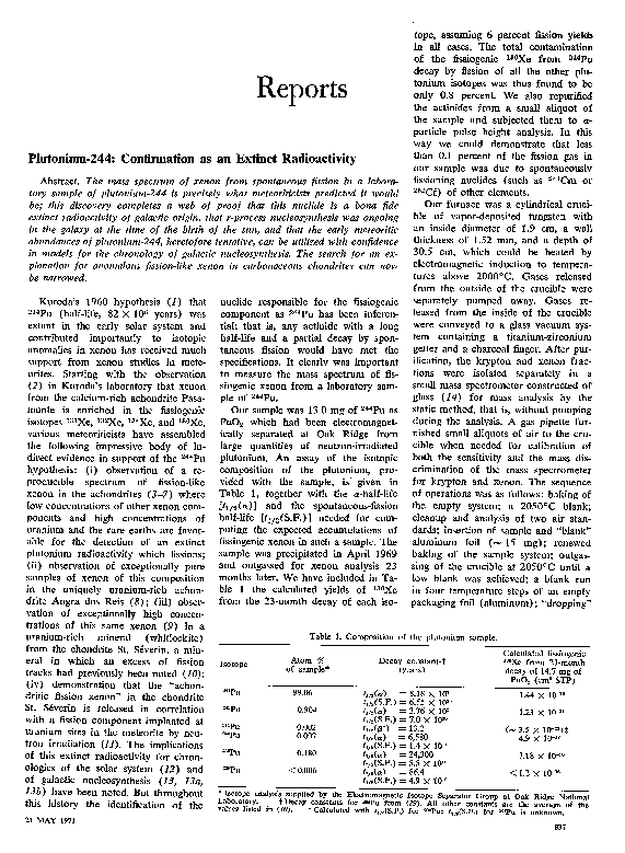 (PDF) Plutonium-244: Confirmation as an Extinct Radioactivity