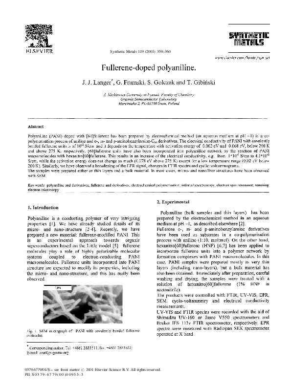 (PDF) Fullerene-doped polyaniline