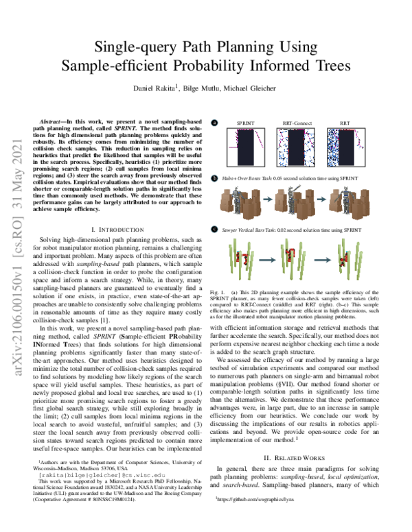(PDF) Single-query Path Planning Using Sample-efficient Probability Informed Trees