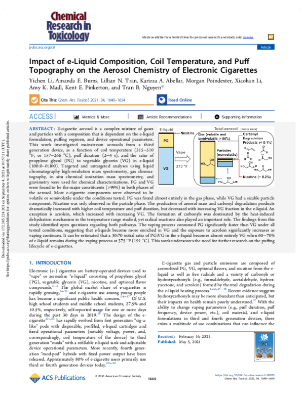 (PDF) Impact of e-Liquid Composition, Coil Temperature, and Puff ...