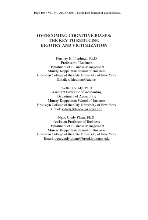 (PDF) OVERCOMING COGNITIVE BIASES: THE KEY TO REDUCING BIGOTRY AND ...