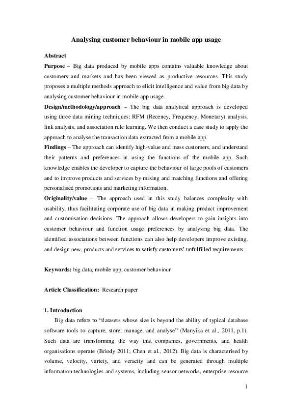 (PDF) Analysing customer behaviour in mobile app usage