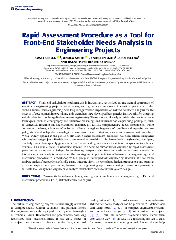 (PDF) Rapid Assessment Procedure as a Tool for Front-End Stakeholder ...