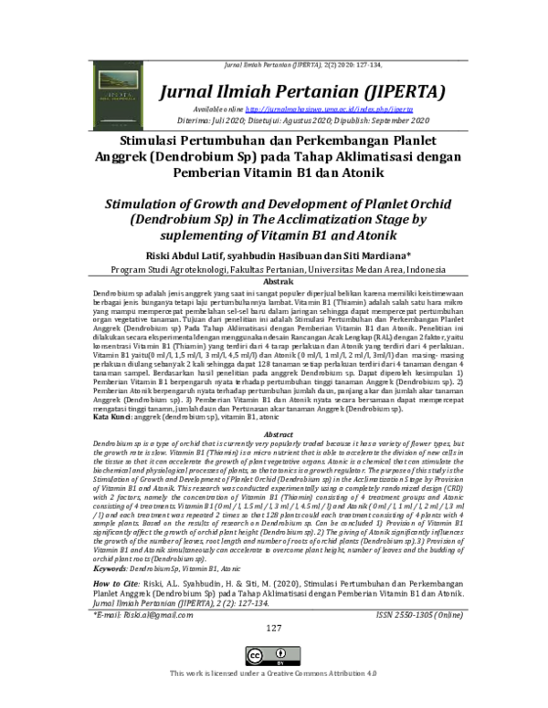 (PDF) STIMULASI PERTUMBUHAN DAN PERKEMBANGAN PLANLET ANGGREK ...