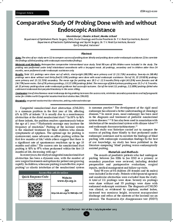 (PDF) Comparative Study Of Probing Done with and without Endoscopic ...