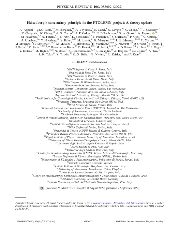 (PDF) Heisenberg’s uncertainty principle in the PTOLEMY project: A theory update