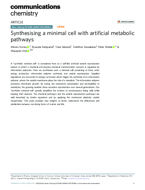 (PDF) Synthesising a minimal cell with artificial metabolic pathways