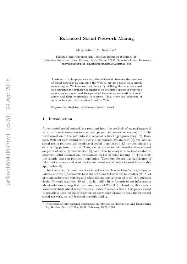 (PDF) An extracted social network mining