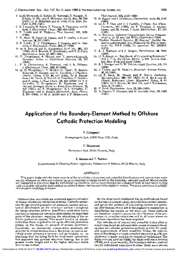 (PDF) Application of the Boundary-Element Method to Offshore Cathodic ...