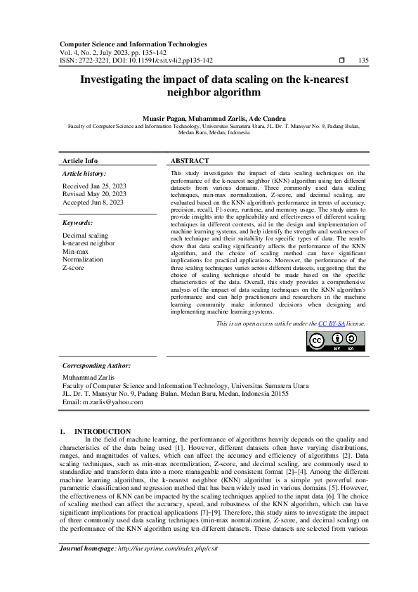 (PDF) Investigating the impact of data scaling on the k-nearest neighbor algorithm