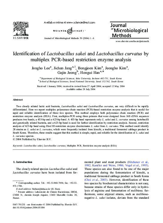 (PDF) Identification of Lactobacillus sakei and Lactobacillus curvatus ...