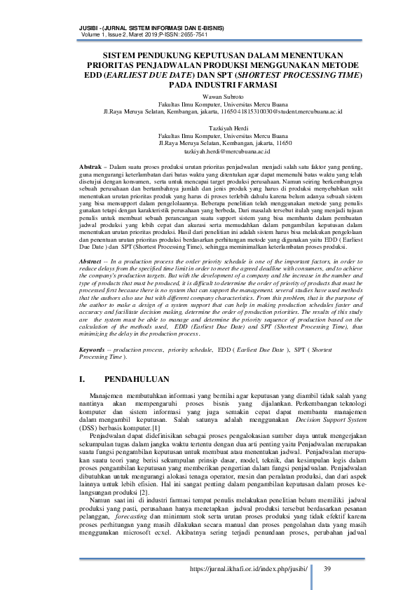 (PDF) Sistem Pendukung Keputusan Dalam Menentukan Prioritas Penjadwalan Produksi Menggunakan ...