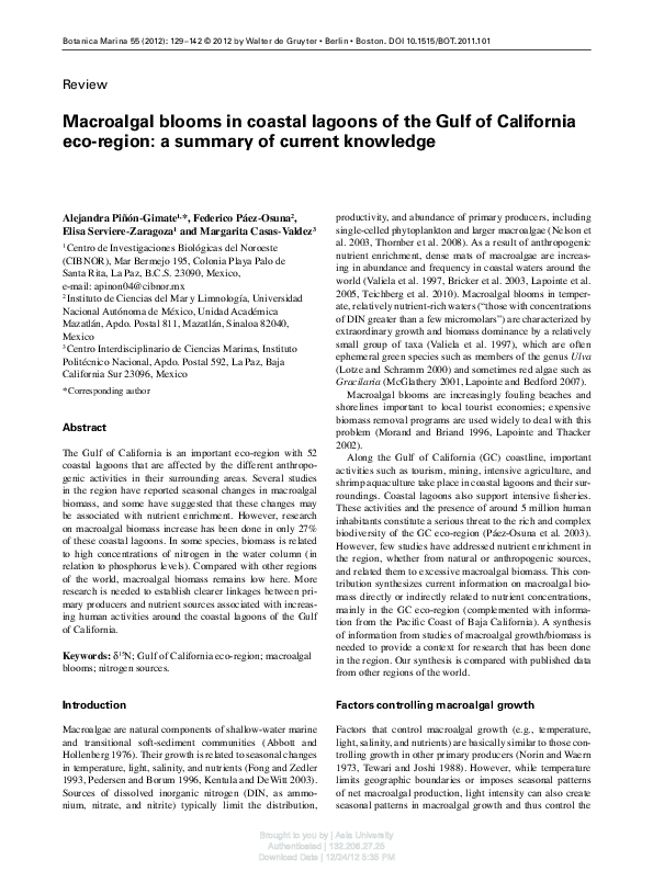 (PDF) Macroalgal blooms in coastal lagoons of the Gulf of California ...