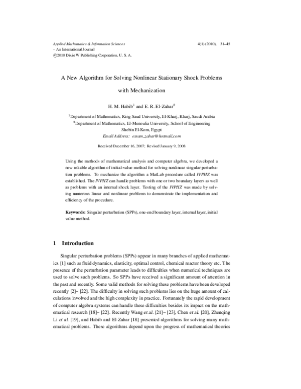 (PDF) An algorithm for solving singular perturbation problems with mechanization