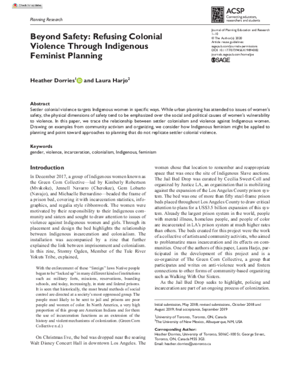 (PDF) Beyond Safety: Refusing Colonial Violence Through Indigenous ...