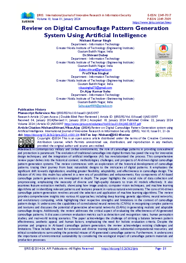 (PDF) Review on Digital Camouflage Pattern Generation System Using Artificial Intelligence