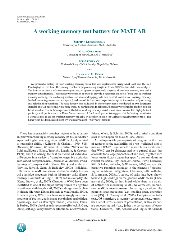 (PDF) A working memory test battery for MATLAB