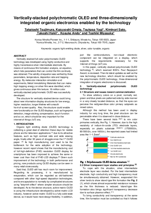 (PDF) Vertically-stacked polychromatic OLED and three-dimensionally ...