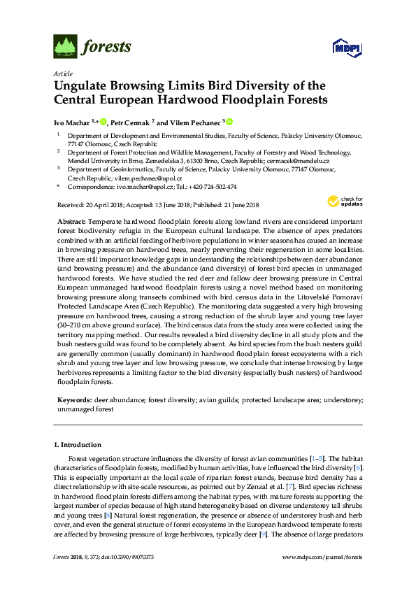 (PDF) Ungulate Browsing Limits Bird Diversity of the Central European ...