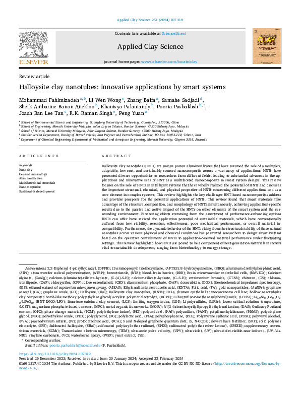 (PDF) Halloysite clay nanotubes: Innovative applications by smart systems