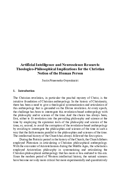 (PDF) Artificial Intelligence and Neuroscience Research: Theologico ...