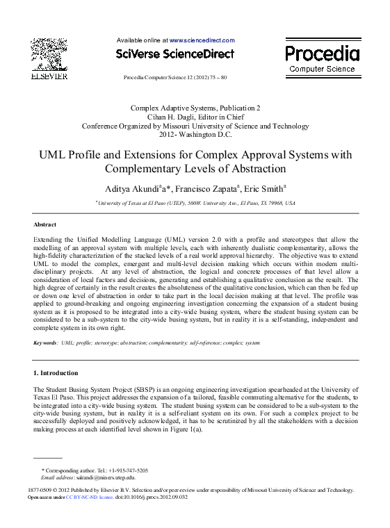 (PDF) UML Profile and Extensions for Complex Approval Systems with Complementary Levels of ...