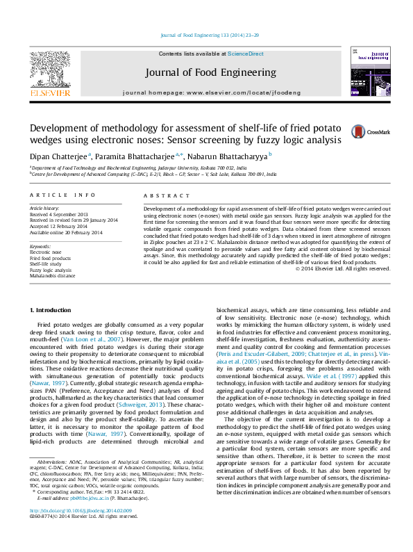 (PDF) Development of methodology for assessment of shelf-life of fried ...