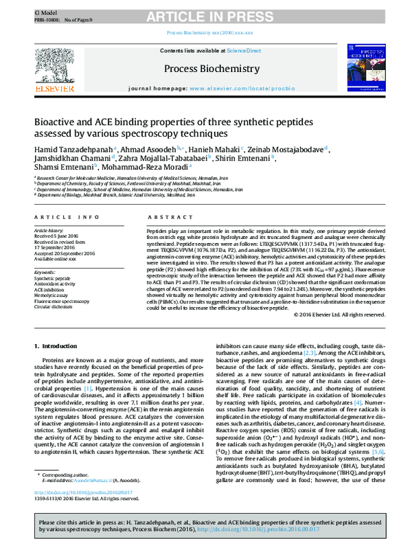 (PDF) Bioactive and ACE binding properties of three synthetic peptides ...
