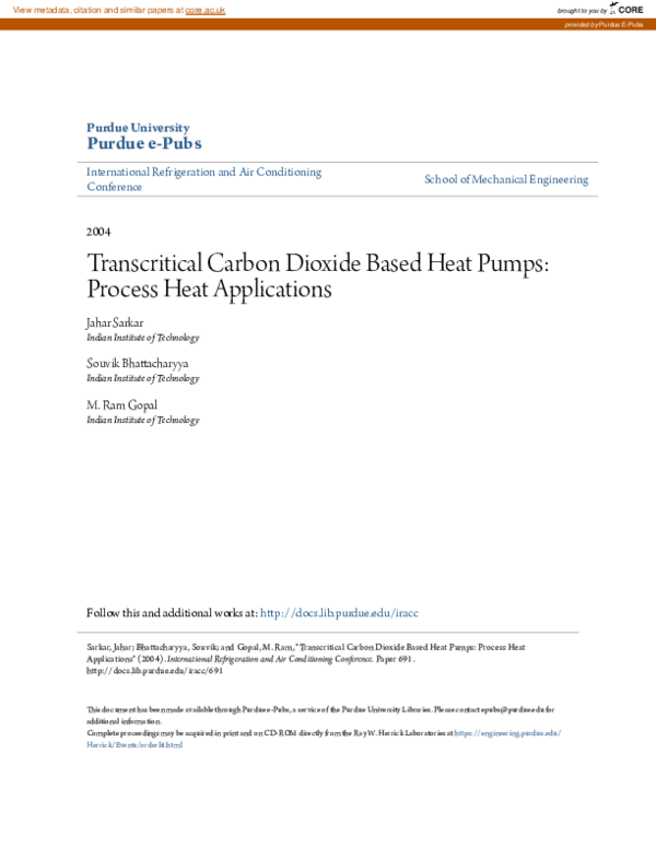 (PDF) Transcritical carbon dioxide based heat pumps for simultaneous ...