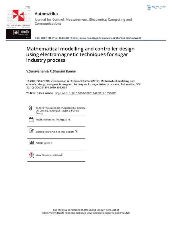 (PDF) Mathematical modelling and controller design using electromagnetic techniques for sugar ...