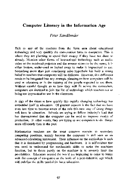 (PDF) Computer Literacy in the Information Age