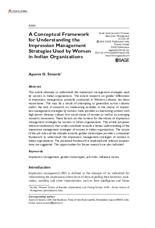 (PDF) A Conceptual Framework for Understanding the Impression ...