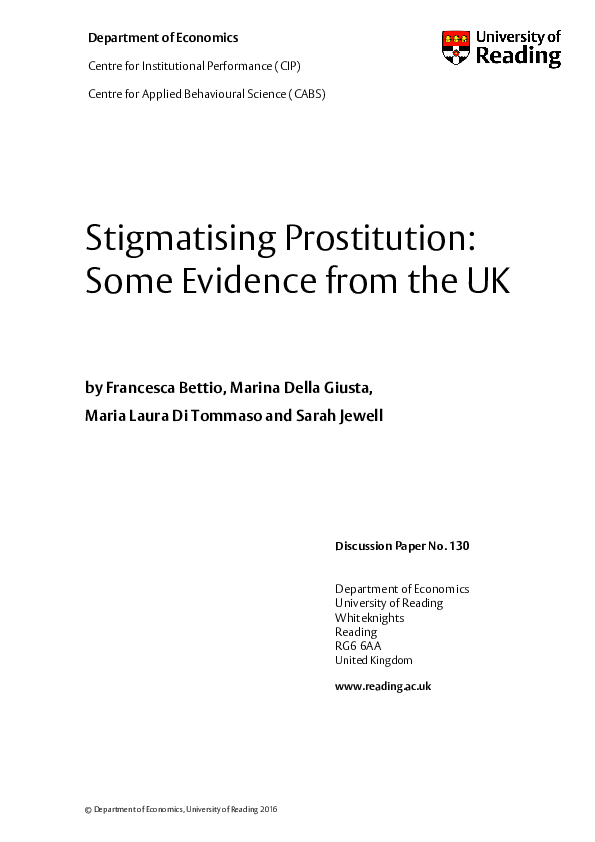 (PDF) Stigmatising Prostitution: Some Evidence from the UK