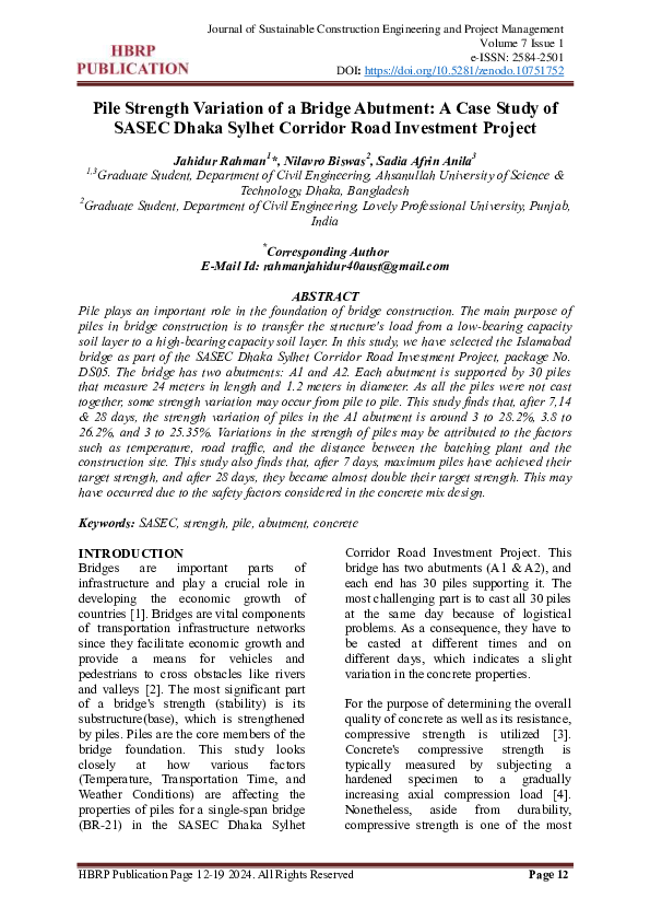 (PDF) Pile Strength Variation of a Bridge Abutment: A Case Study of ...