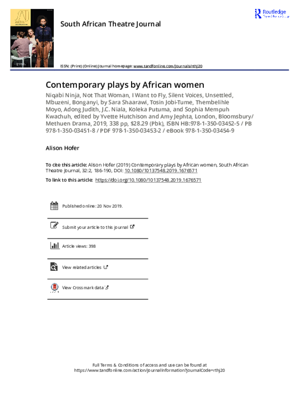 (PDF) Contemporary plays by African women.