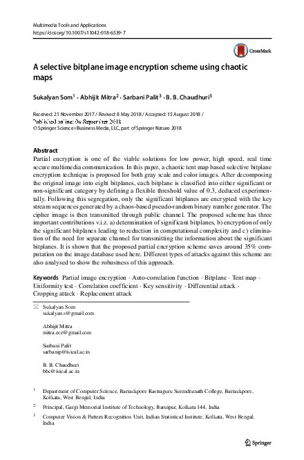 (PDF) A selective bitplane image encryption scheme using chaotic maps