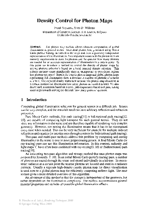 (PDF) Density Control for Photon Maps