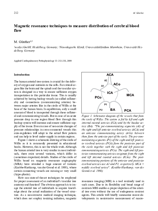 (PDF) Magnetic resonance techniques to measure distribution of cerebral ...