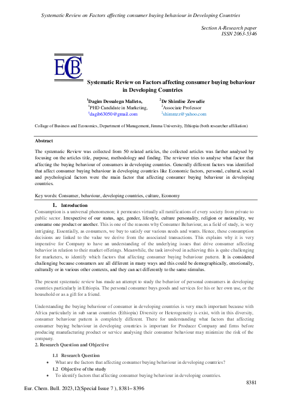 (PDF) Systematic Review on Factors affecting consumer buying behaviour in Developing Countries ...