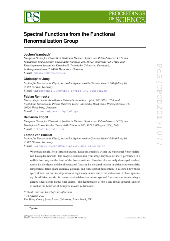 (PDF) Spectral Functions from the Functional Renormalization Group