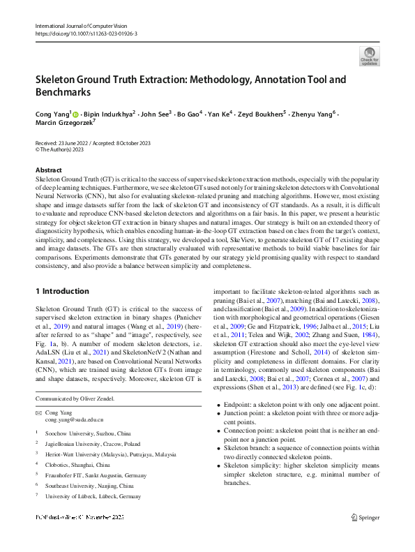 (PDF) Skeleton Ground Truth Extraction: Methodology, Annotation Tool and Benchmarks