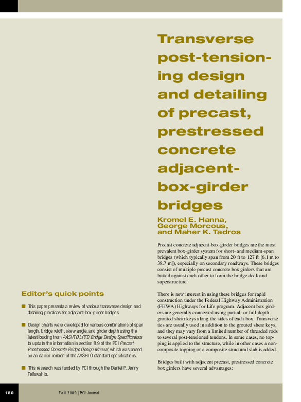 (PDF) Transverse post-tensioning design and detailing of precast ...