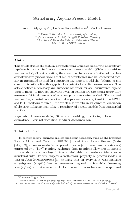 (PDF) Structuring acyclic process models