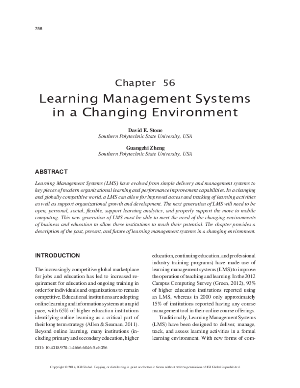 (PDF) Learning Management Systems in a Changing Environment