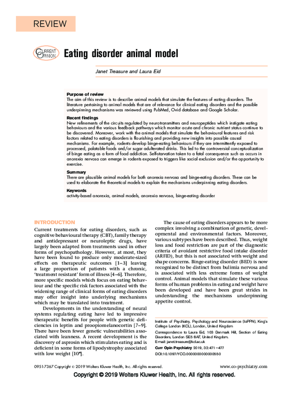 (PDF) Eating disorder animal model