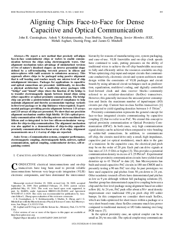 (PDF) Aligning Chips Face-to-Face for Dense Capacitive and Optical ...